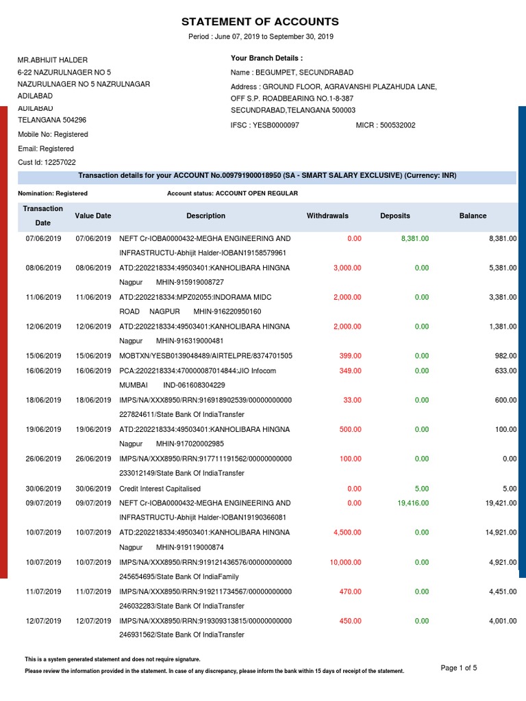 Bank Statements PDF | PDF | Financial Transaction | Banks