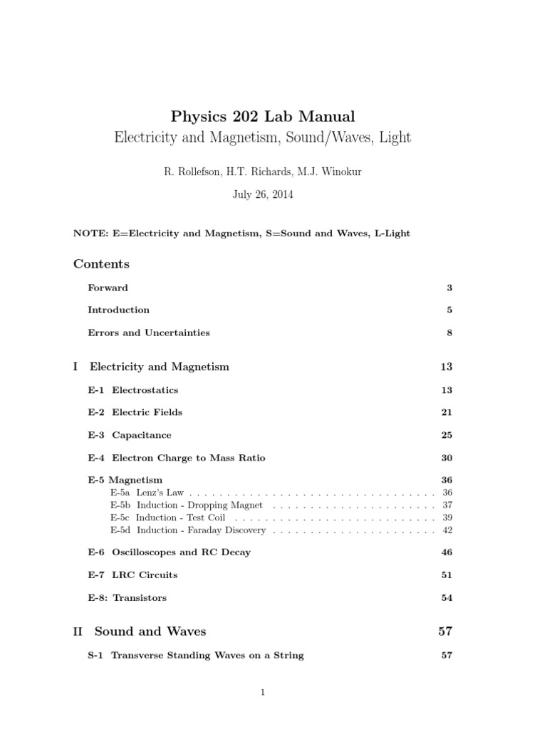 UW Physics Lab Manual Overview | PDF | Electric Charge | Electrostatics
