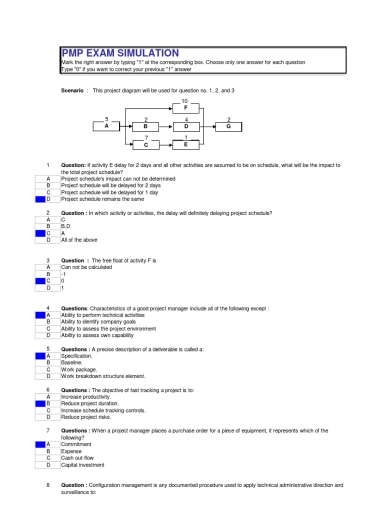 PMP Exam Simulation Questions and Answers | PDF | Project Management | Risk