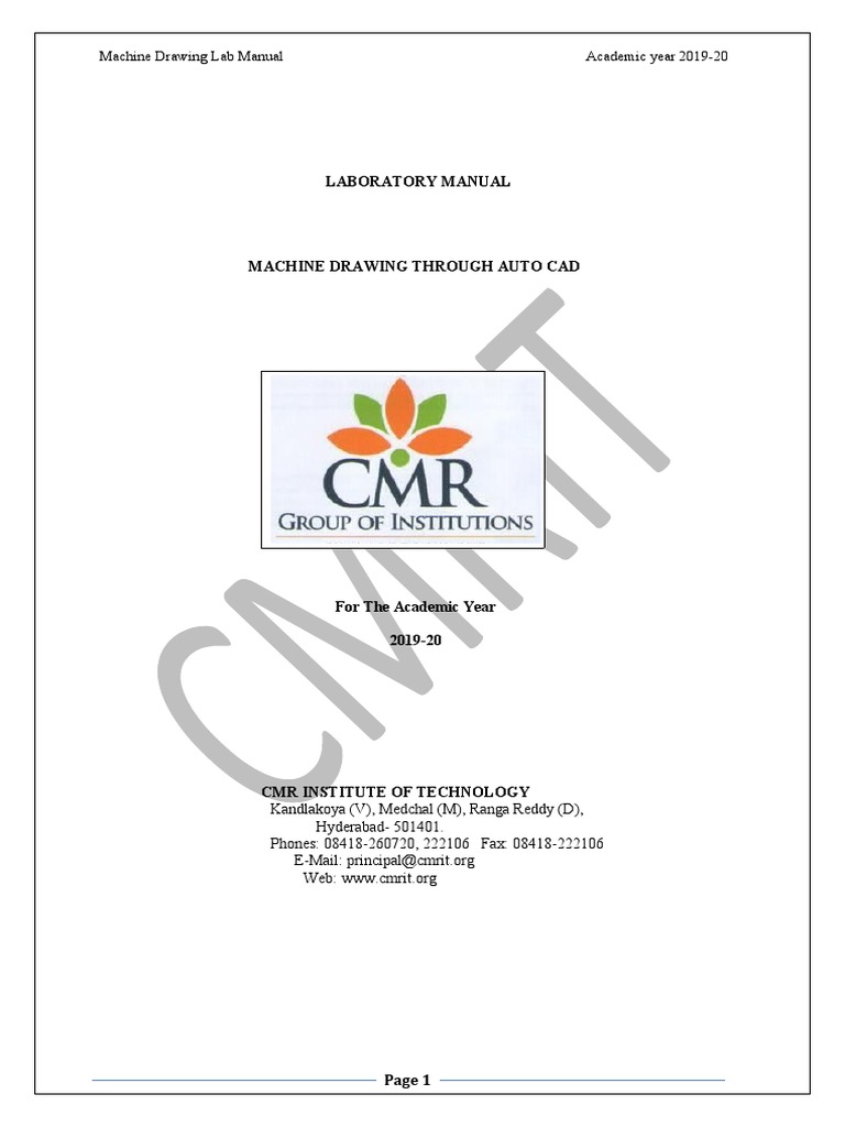 AutoCAD Machine Drawing Lab Manual | PDF | Engineering | Button (Computing)