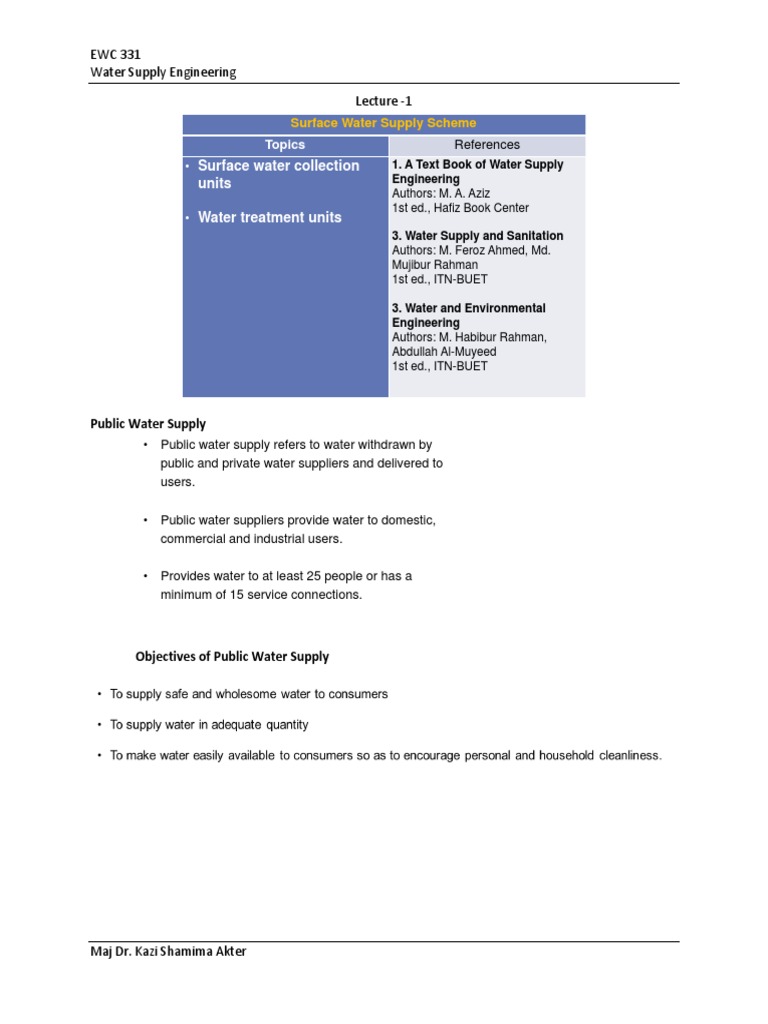 Surface Water Collection: Units | PDF | Water Purification | Water