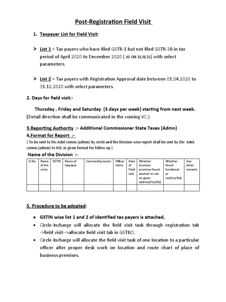SOP For Field Visit | PDF | Public Finance | Economies