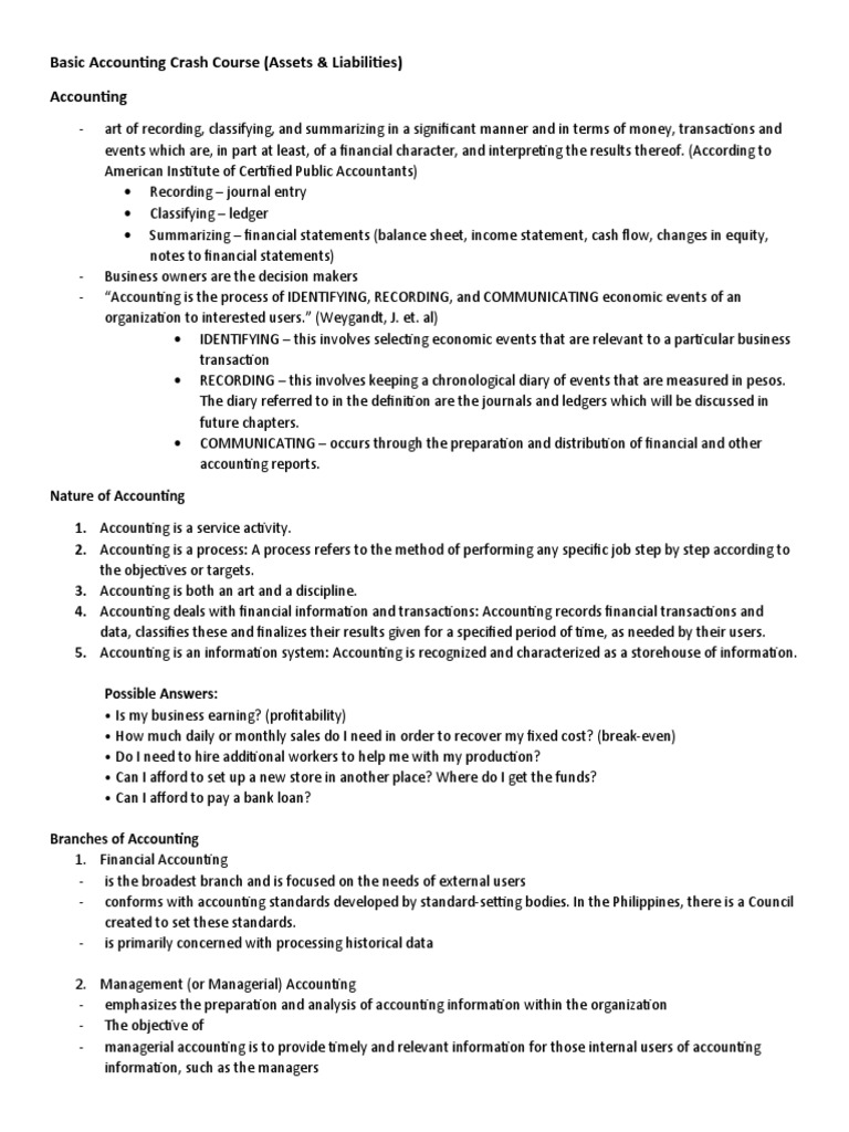 Basic Accounting Crash Course | PDF | Accounting | Expense