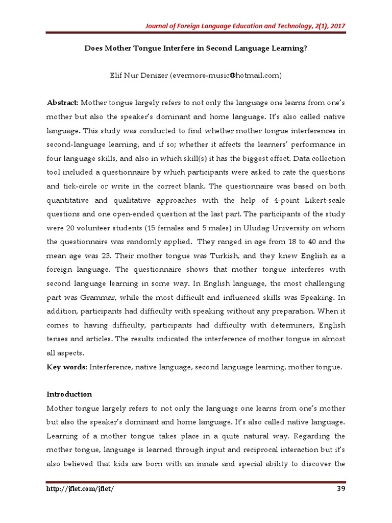 Mother Tongue Impact on Language Learning | PDF | Second Language ...