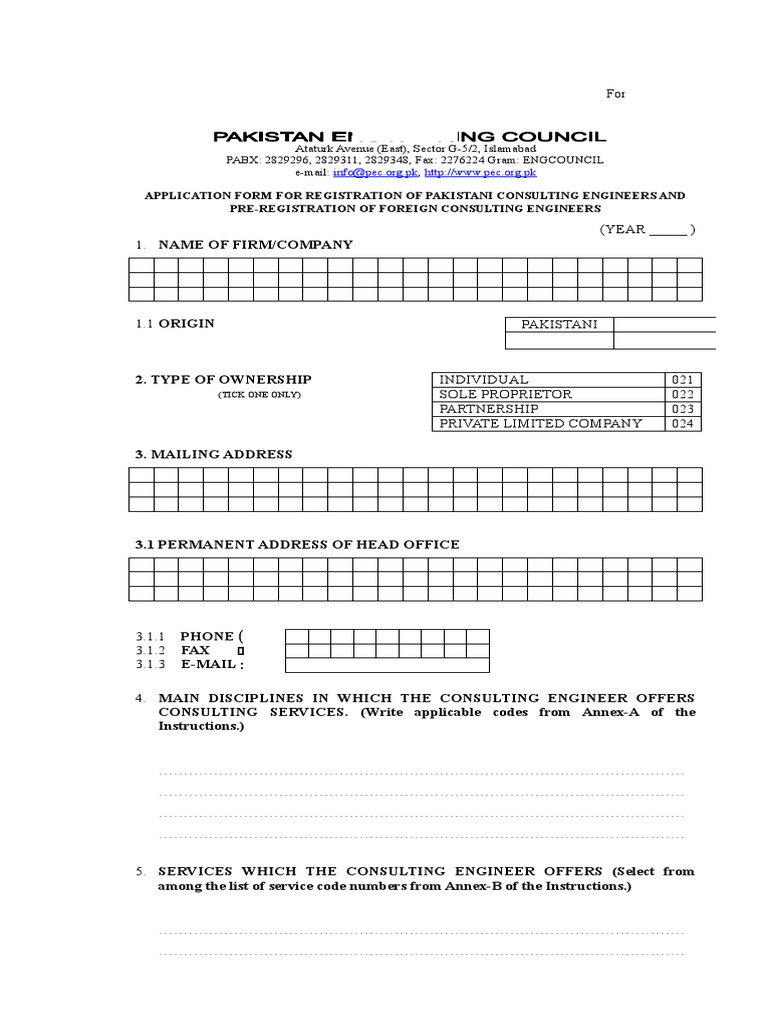 PEC Consulting Engineer Registration Form | PDF | Engineering | Power ...