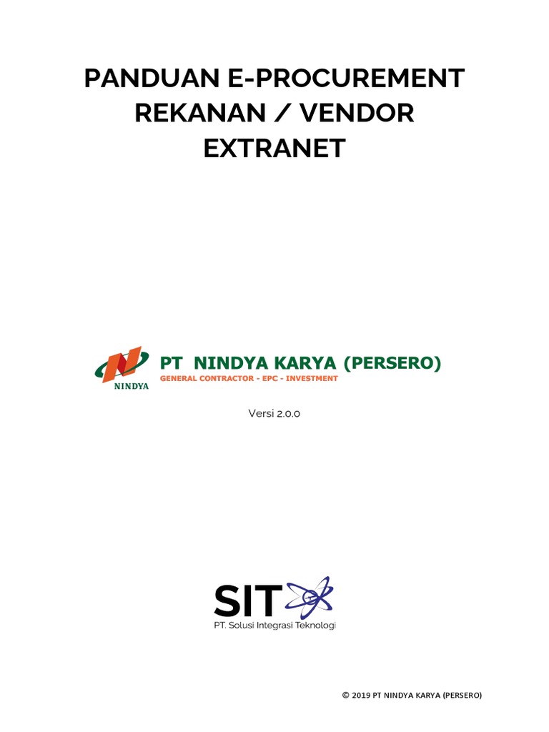 (Off) Panduan E-Procurement PT Nindya Karya Rekanan - Vendor Extranet 2.0 | PDF