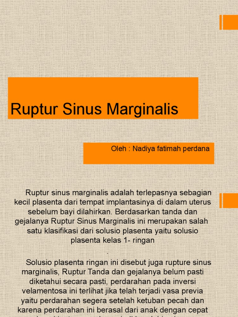 Ruptur Sinus Marginalis pada Kehamilan | PDF