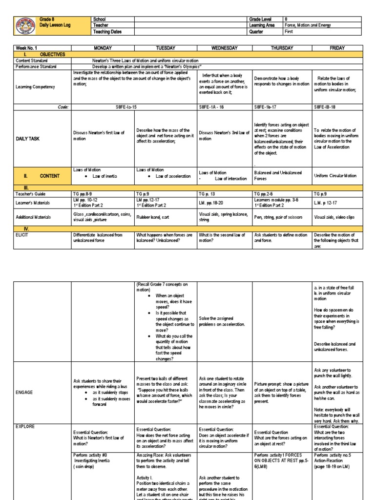 Budget Lesson Science | PDF | Force | Acceleration