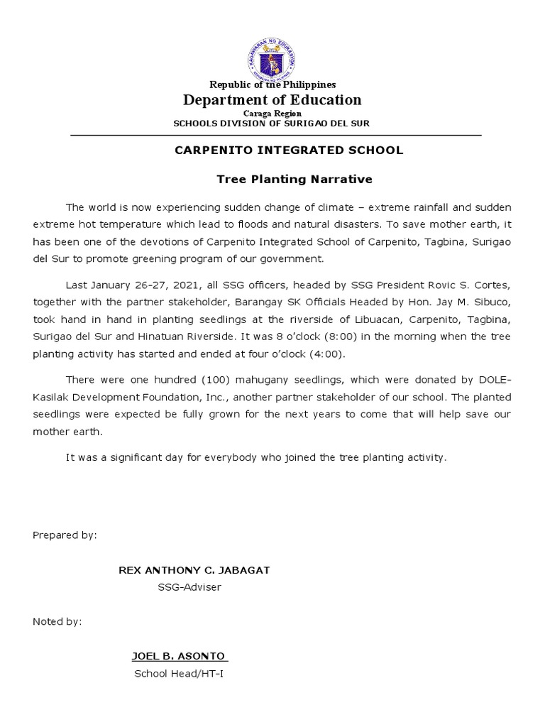 Department of Education: Carpenito Integrated School Tree Planting ...