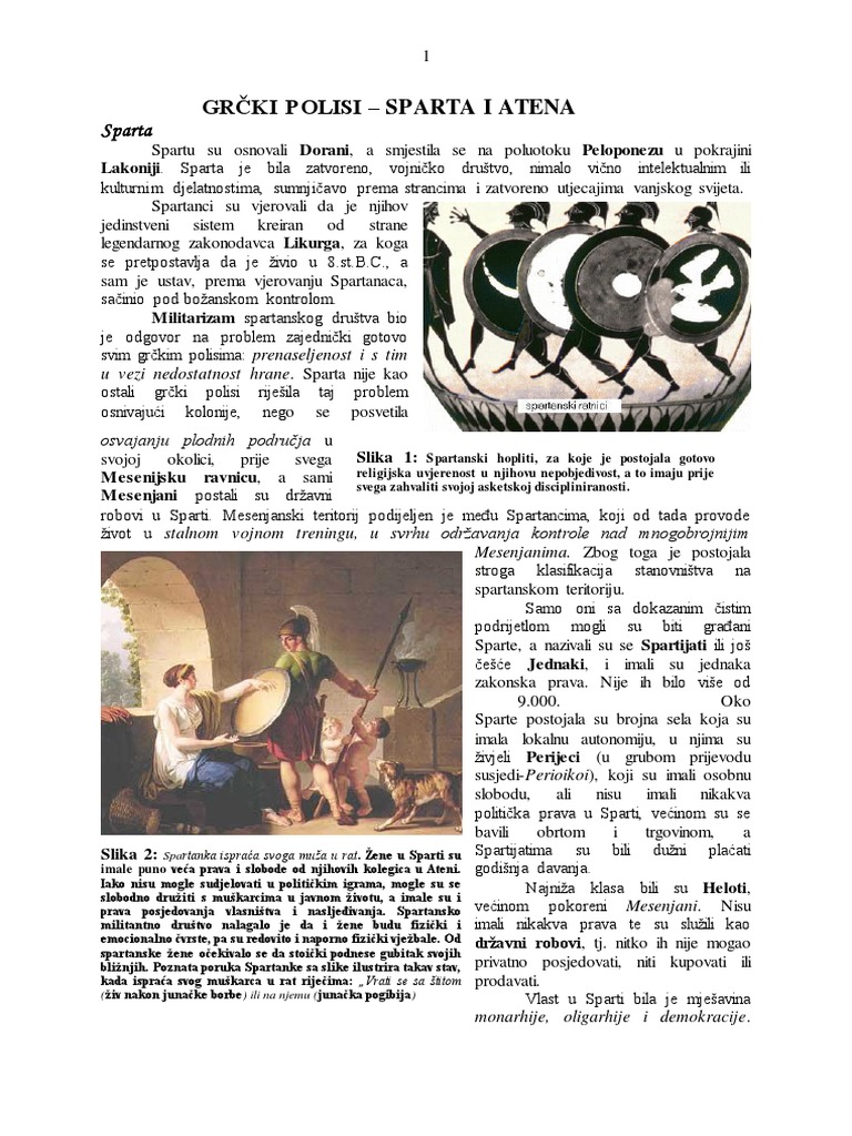 Lekcija 10 - Grcki Polisi - Sparta I Atena | PDF
