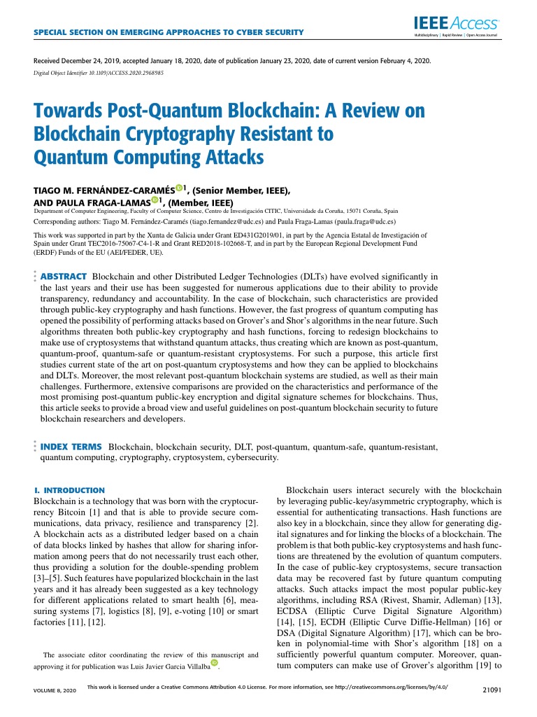 Towards Post-Quantum Blockchain A Review On Blockchain Cryptography ...
