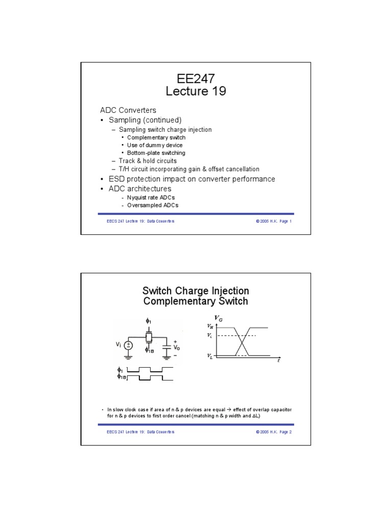 Switch Charge Injection Complementary Switch: ADC Converters - Sampling ...