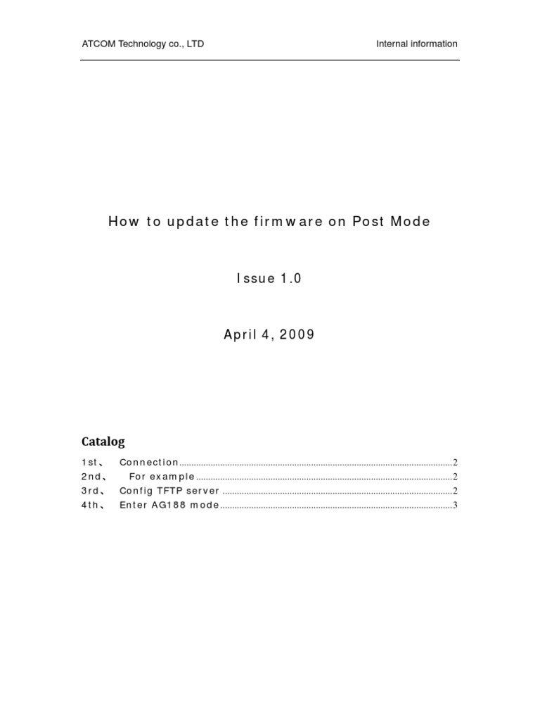 AG188-How To Update The Firmware On Post Mode-En-V1.0-090404 | PDF ...