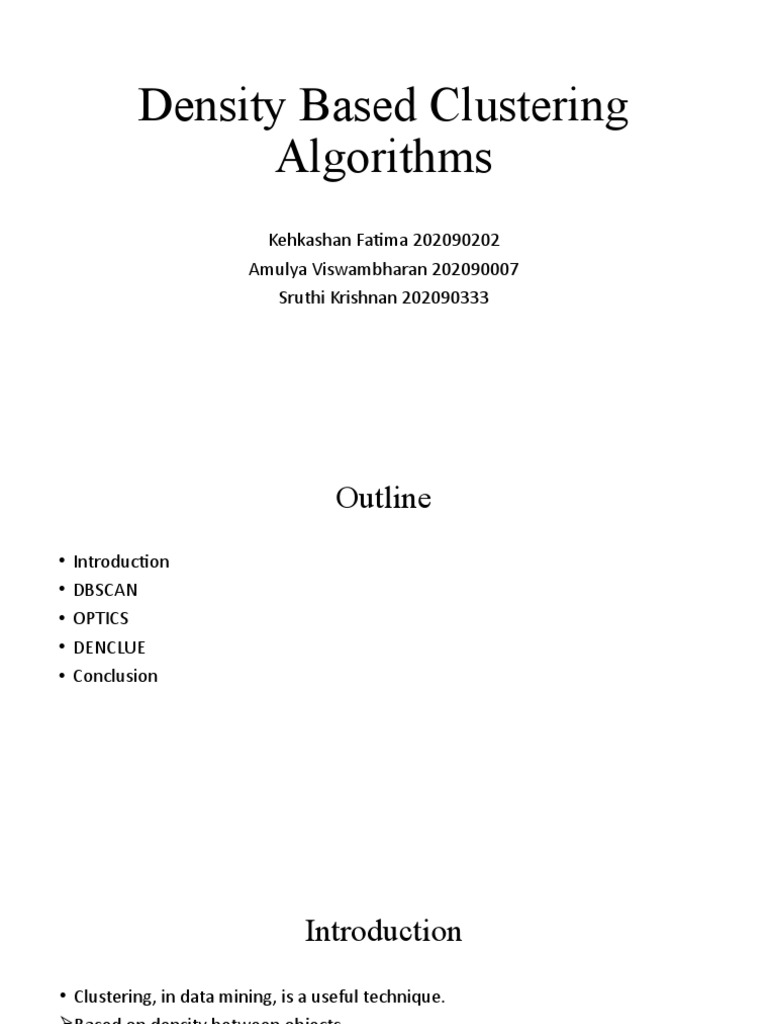 Density Based Clustering Algorithm | PDF | Cluster Analysis | Statistics