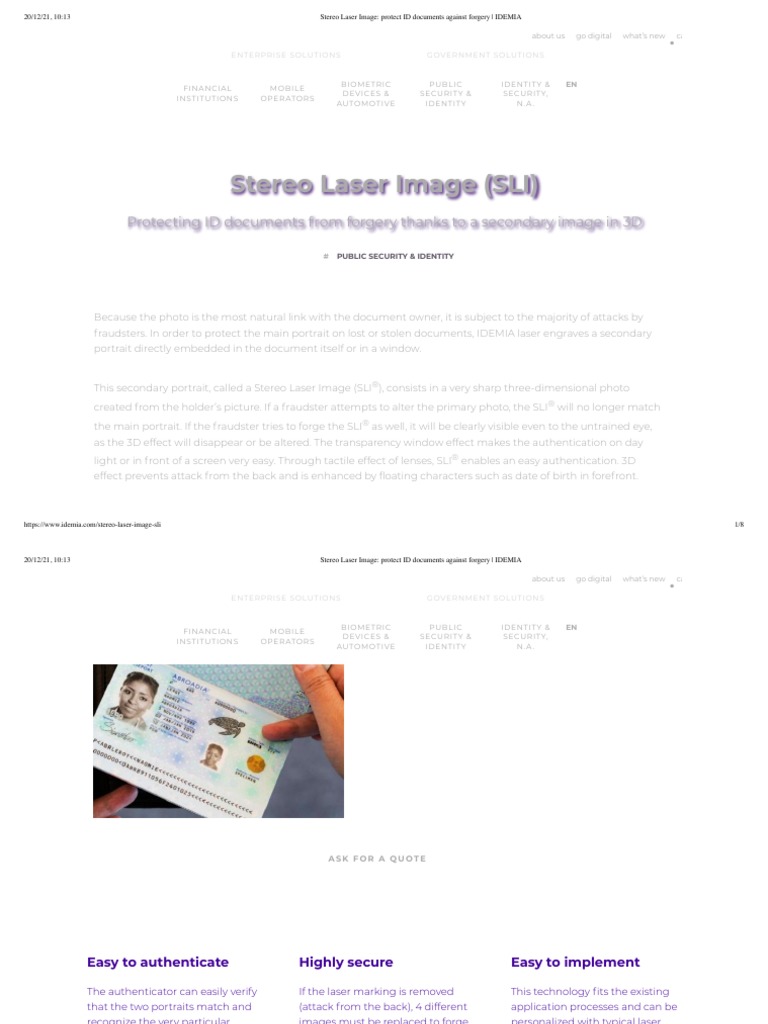 Stereo Laser Image - Protect ID Documents Against Forgery - IDEMIA ...