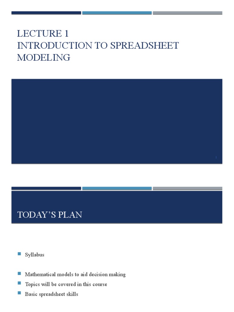 Introduction To Spreadsheet Modeling | PDF | Spreadsheet | Analytics