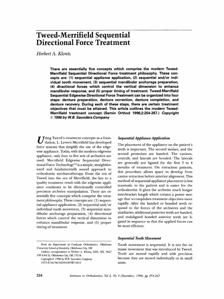 Tweed-Merrifield Sequential Directional Force Treatment | PDF | Tooth ...