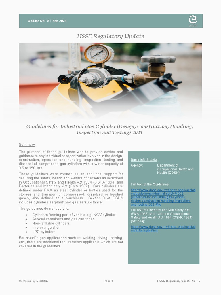 Guidelines For Industrial Gas Cylinder (Design, Construction, Handling ...