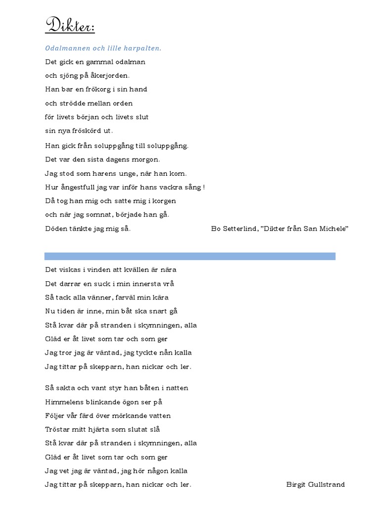 Sorg Dikter | PDF