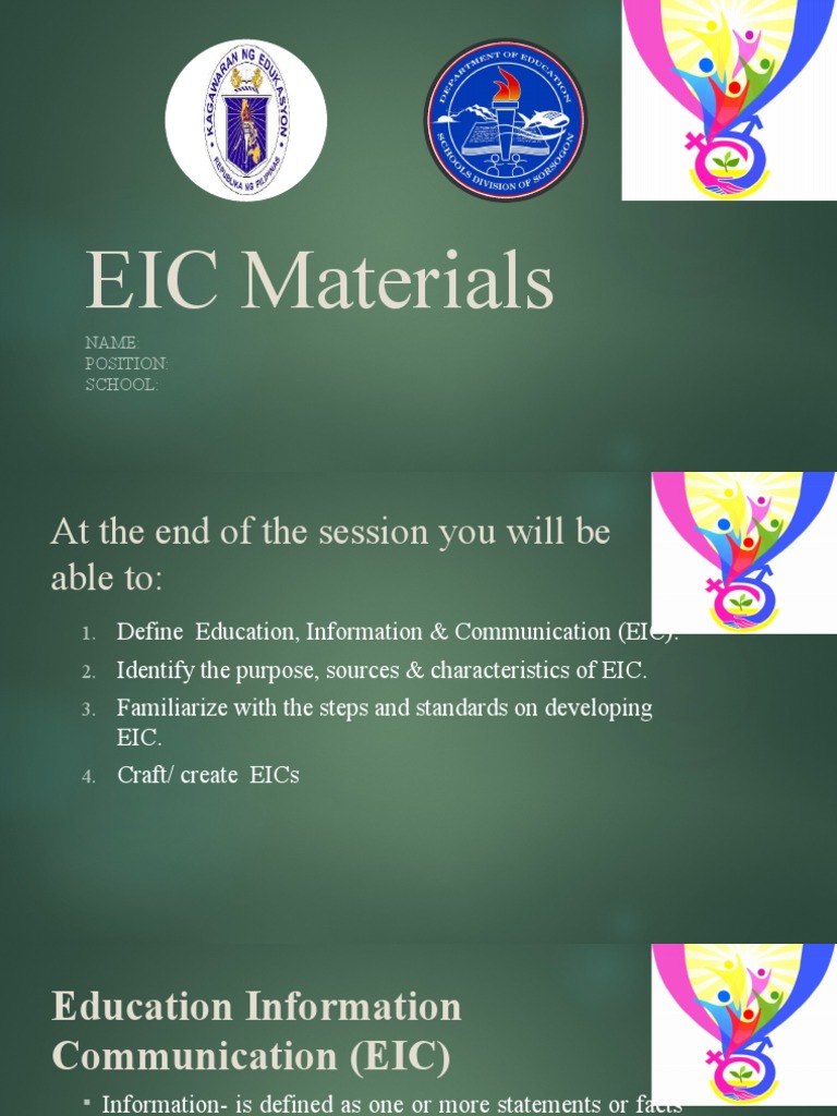 EIC Materials: Name: Position: School | PDF | Communication | Behavior