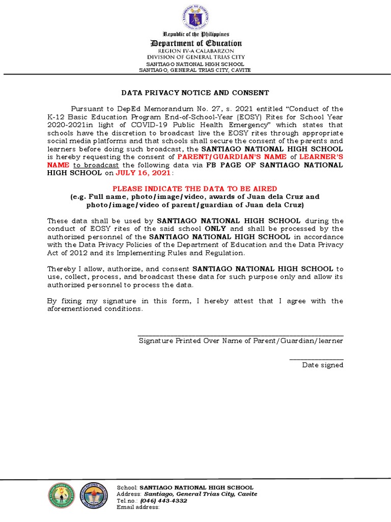 Data Privacy Notice and Consent | PDF