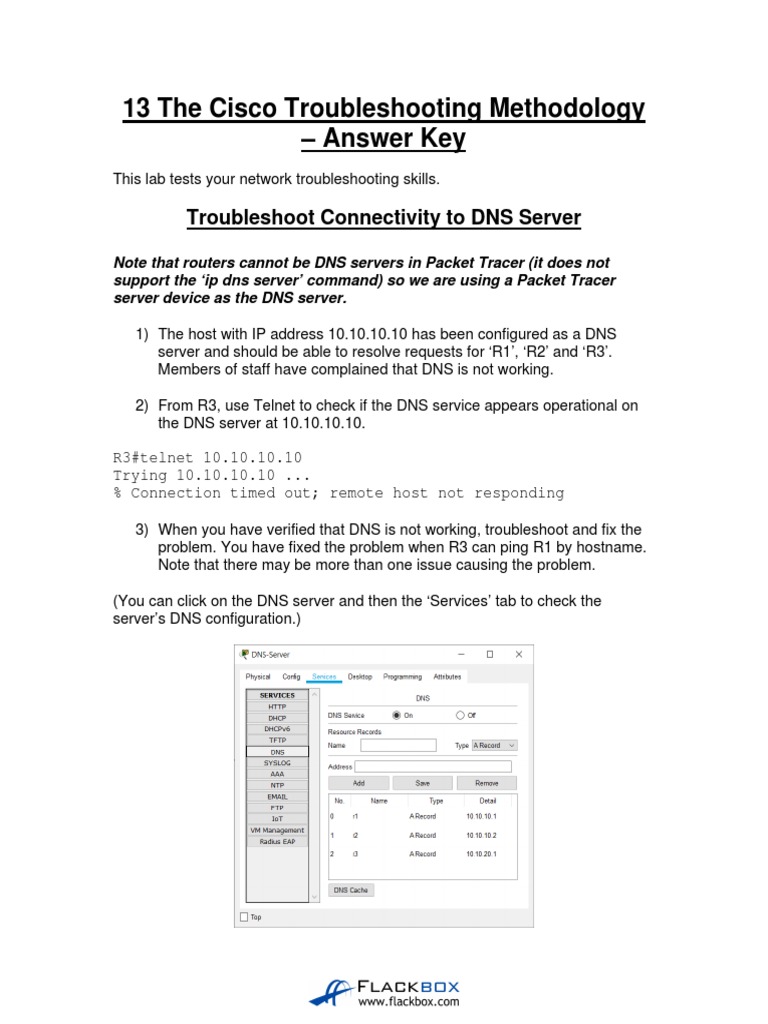 13 The Cisco Troubleshooting Methodology Answer Key | PDF | Domain Name ...