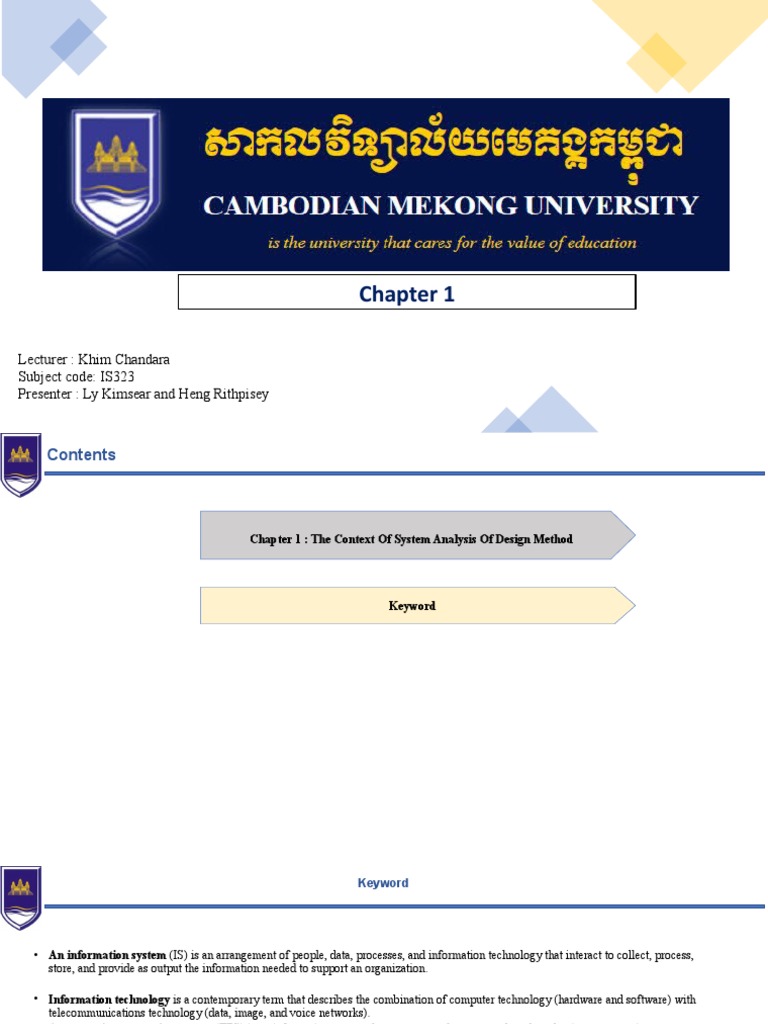 Lecturer: Khim Chandara Subject Code: IS323 Presenter: Ly Kimsear and Heng Rithpisey | PDF ...