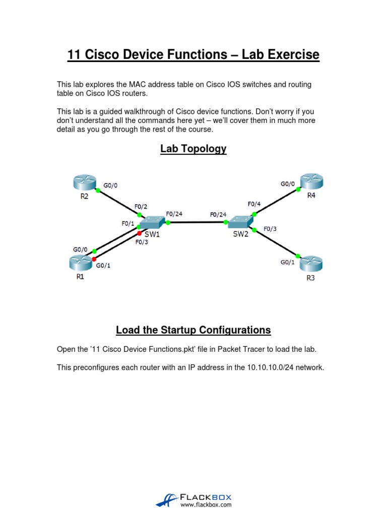 11 Cisco Device Functions - Lab Exercises | PDF | Ip Address | Router ...