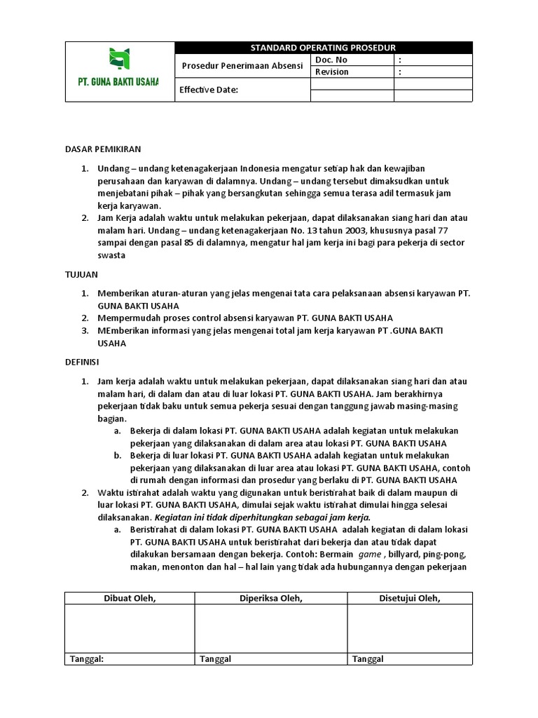 Sop Absensi | PDF