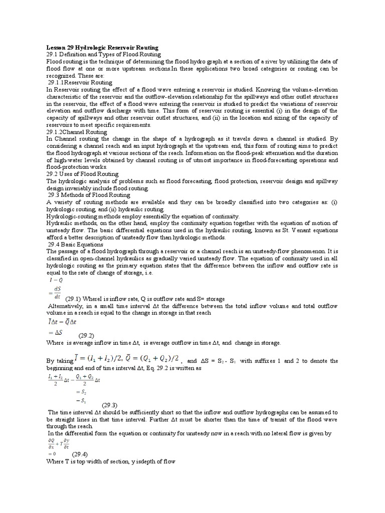 Hydrologic Reservoir Routing | PDF | Discharge (Hydrology) | Hydrology
