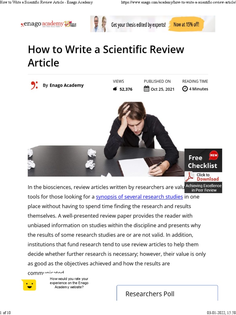 How To Write A Scientific Review Article - Enago Academy | Download ...