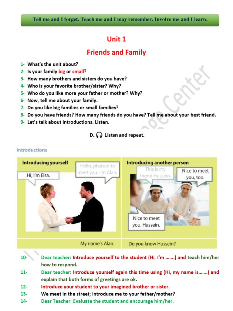 Unit 1 Friends and Family: Big Small | Download Free PDF | Verb | Noun