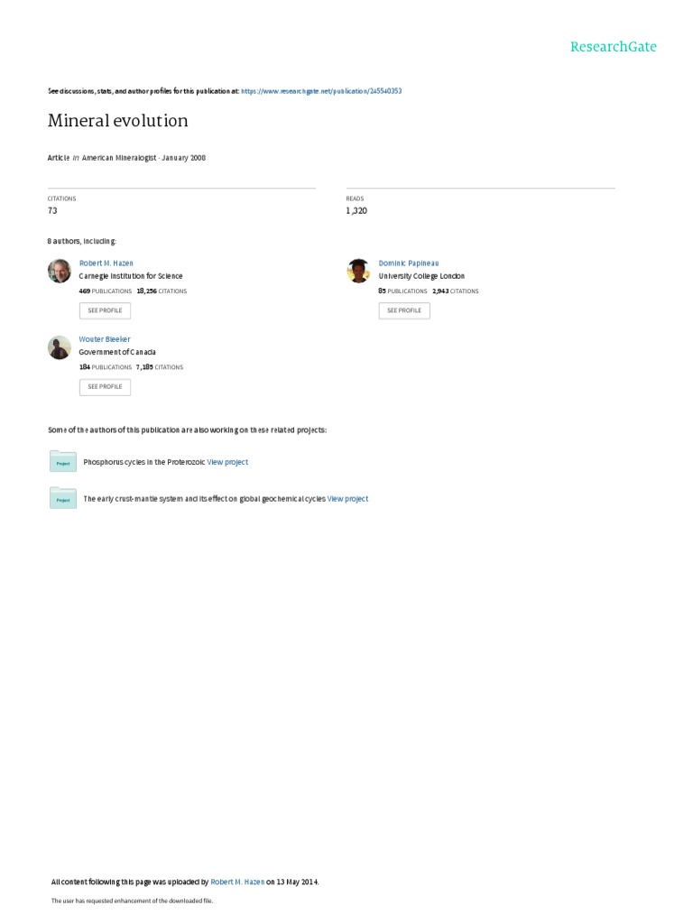Mineral Evolution | PDF | Minerals | Cosmic Dust