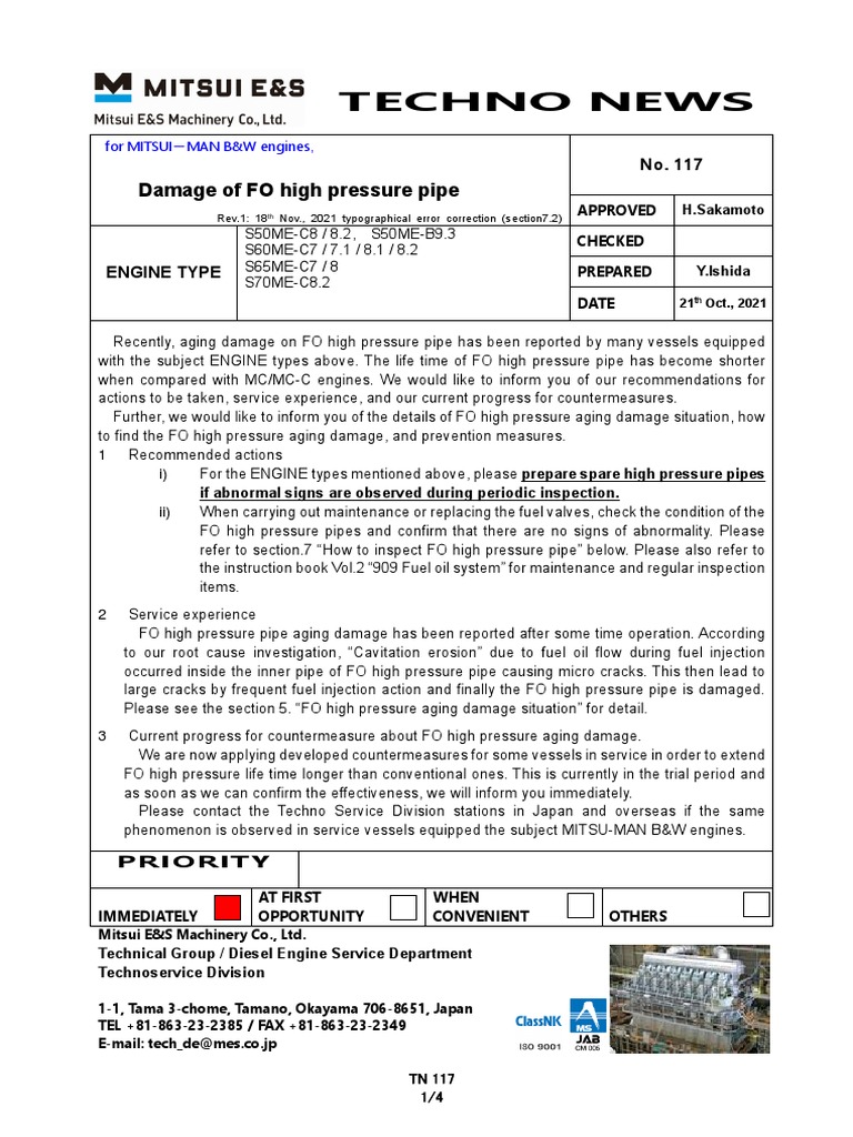 FO High Pressure Pipe Damage and Repair | PDF | Leak | Pipe (Fluid ...