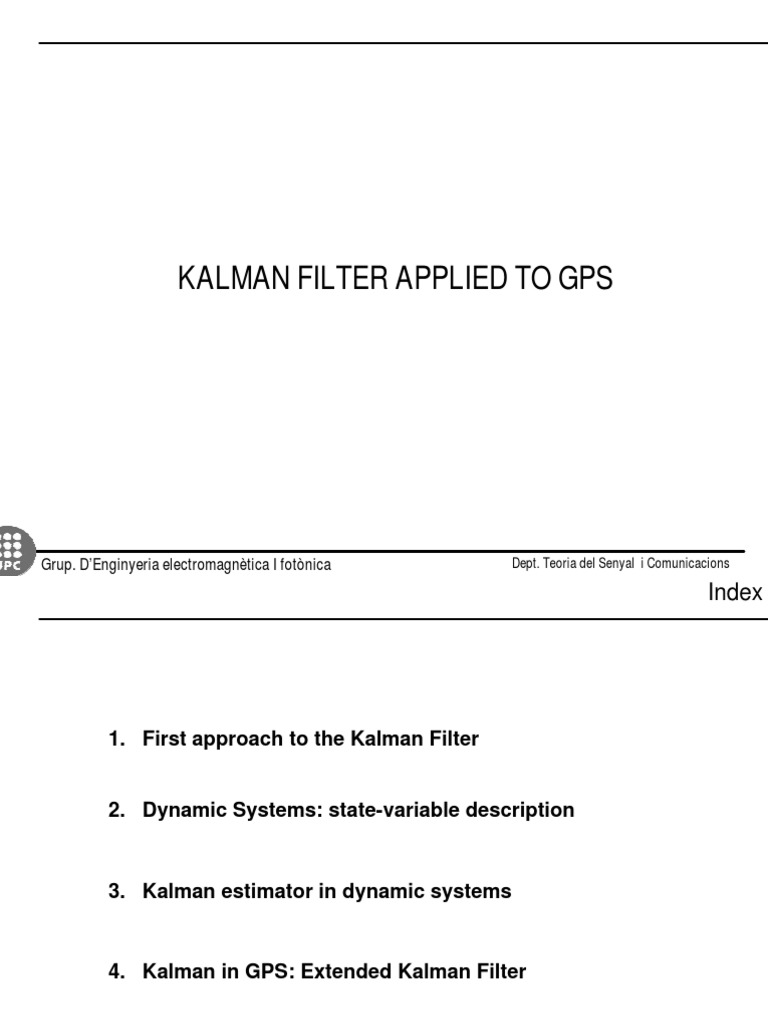 Kalman Filter A Pplied To Gps | PDF | Kalman Filter | Covariance