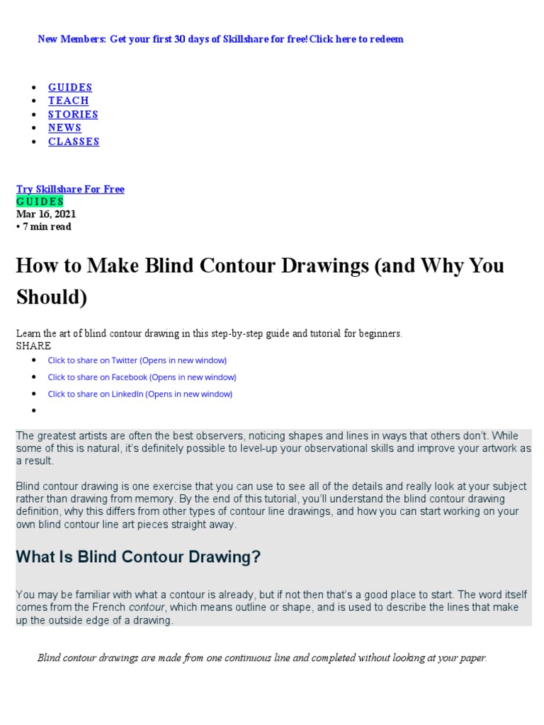 How To Make Blind Contour Drawings (And Why You Should) | Download Free ...