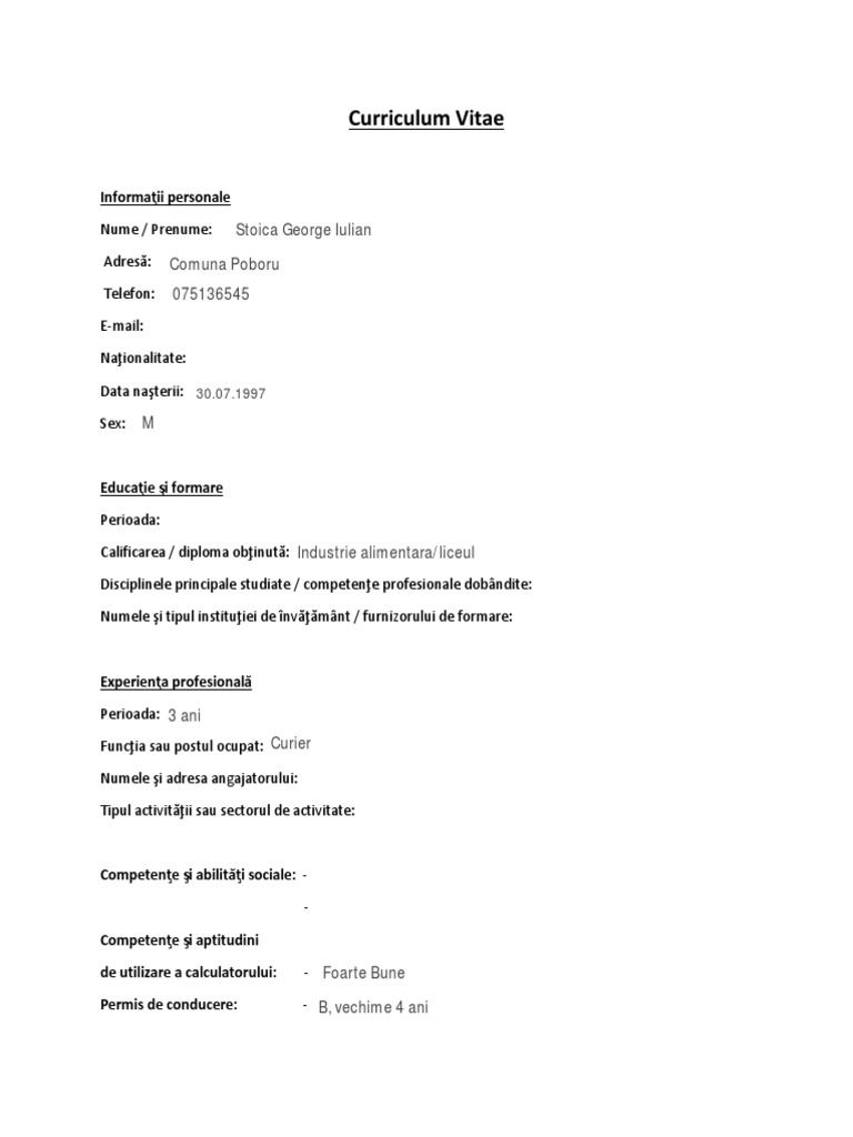 Model CV Standard PDF | PDF