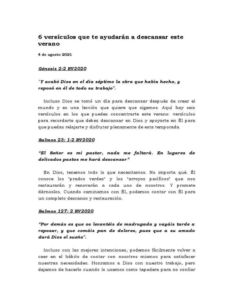 6 Versículos para Descansar en Dios | PDF | Oración | Jesús
