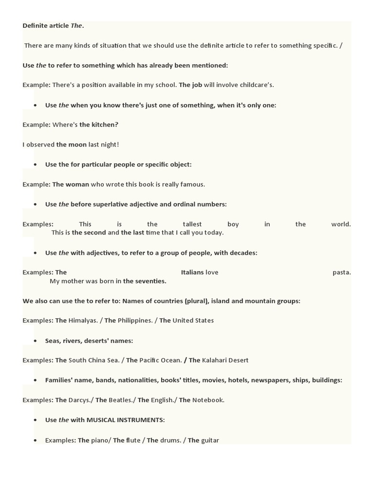 Definite Article | PDF