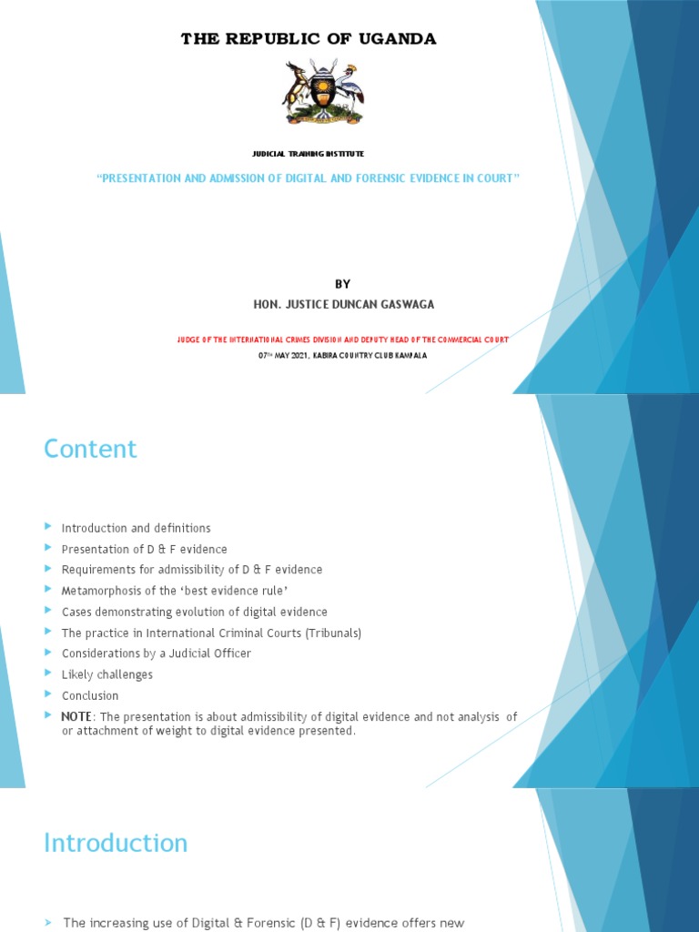 Digital Evidence Admission in Uganda | PDF | Evidence (Law) | Evidence