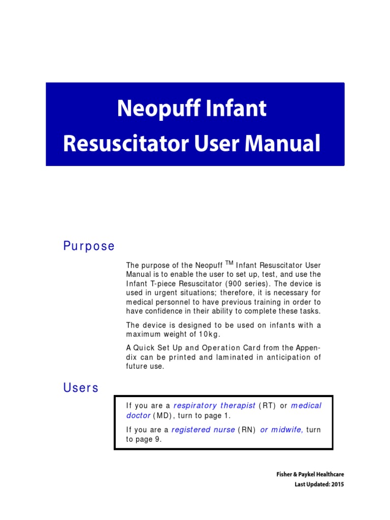 Neopuff Infant Resuscitator User Manual Compress | PDF ...