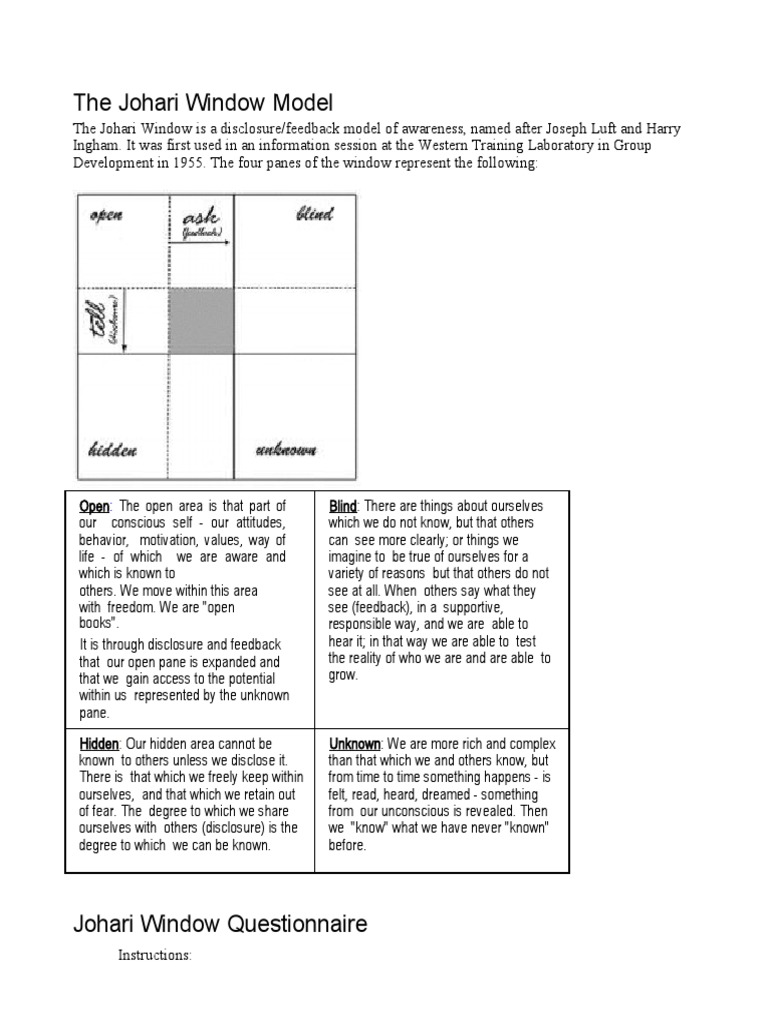 The Johari Window: Understanding Self-Awareness and Interpersonal ...