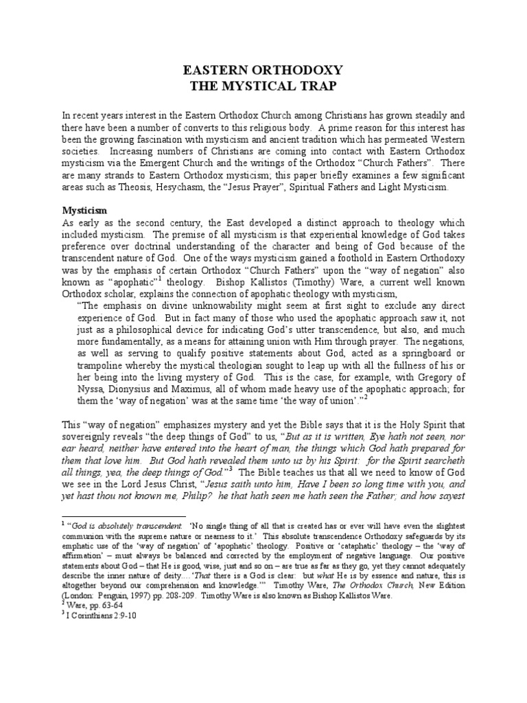 Eastern Orthodox Mysticism Explored | PDF | Eastern Orthodox Church ...
