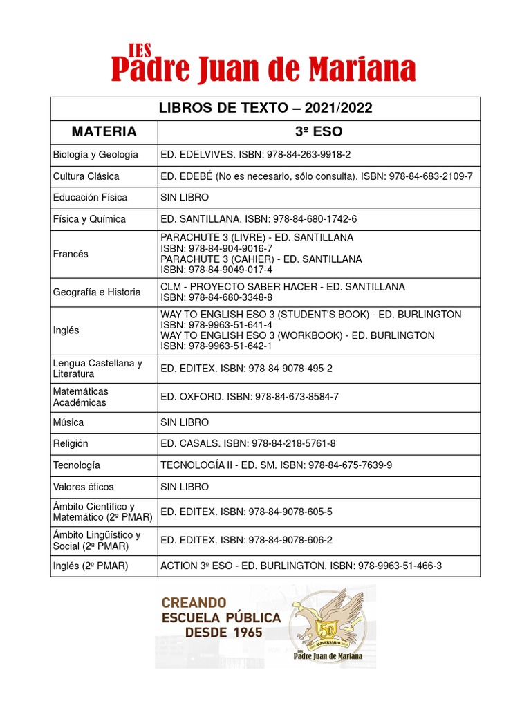 Libros 3ESO 21 22 | PDF Libros 3ESO 21 22 | PDF