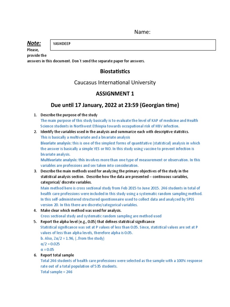 Homework Pdf Statistics P Value