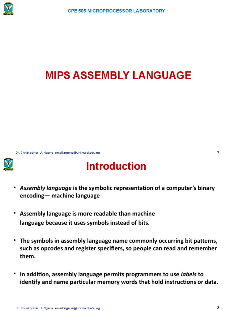 Lect 1 - CPE 505 MIPS Assembly Language | PDF | Assembly Language ... Lect 1 - CPE 505 MIPS Assembly Language | PDF | Assembly Language ...