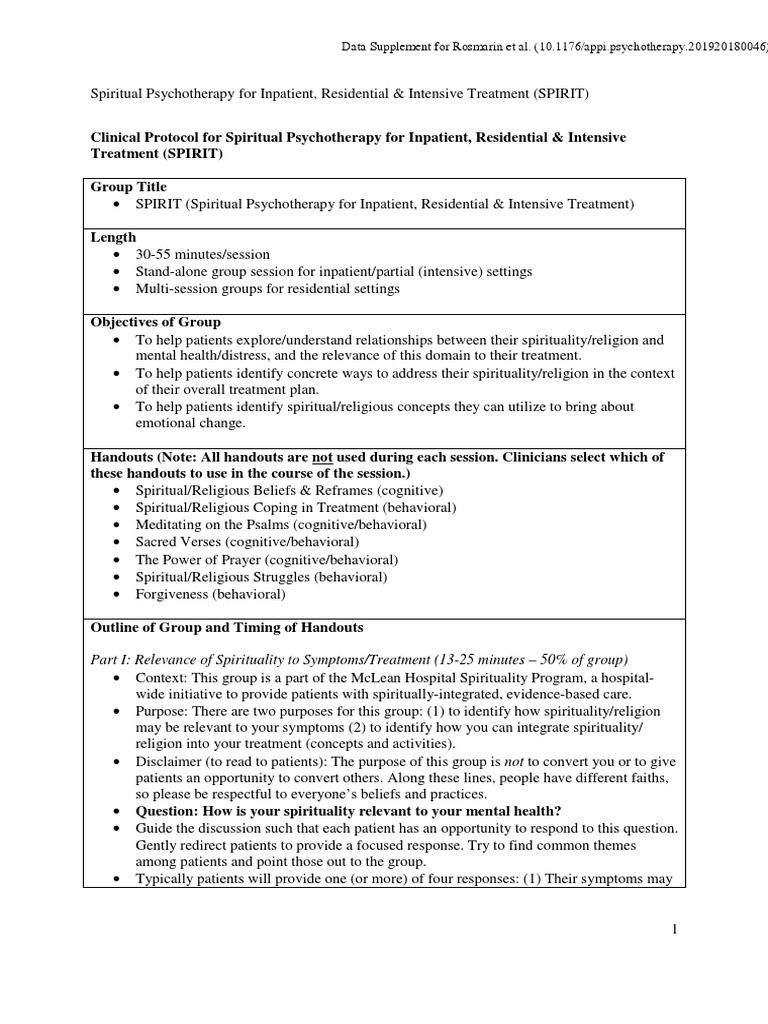 Spiritual Psychotherapy Protocol Guide | PDF | Prayer | Forgiveness