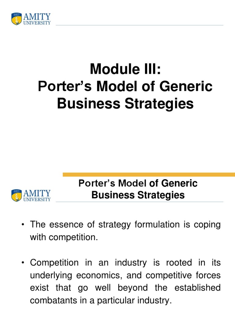 Porter's Generic Business Strategies Explained | PDF | Strategic ...