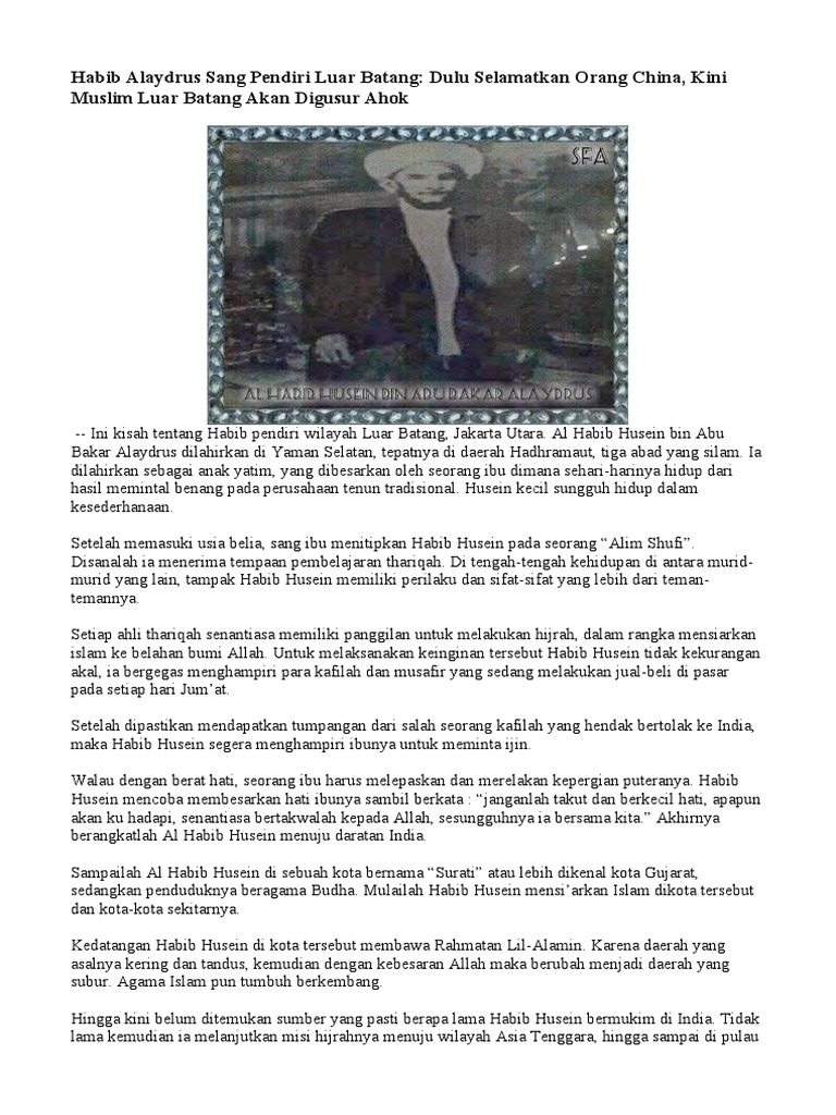 Habib Alaydrus Sang Pendiri Luar Batang | PDF | Agama & Spiritualitas