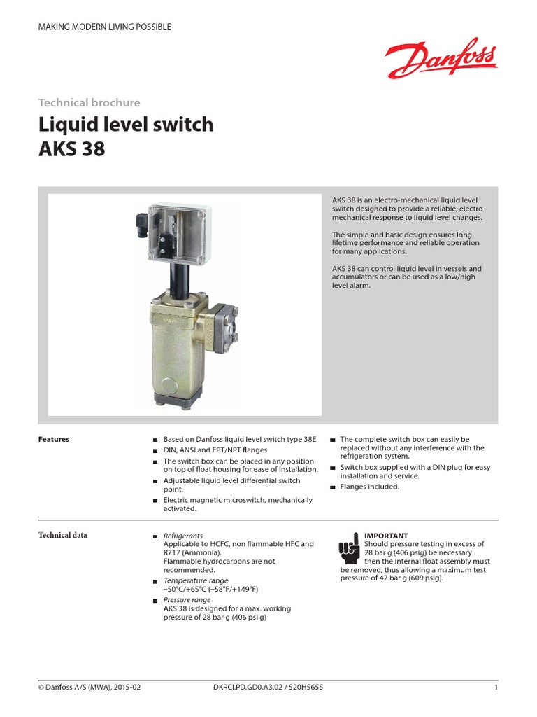 Liquid Level Switch AKS 38: Technical Brochure | PDF | Pipe (Fluid ...